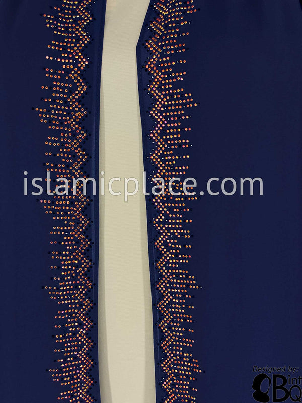 Navy with Golden Stones in Design 112 - Georgette Chiffon Shayla Long ...