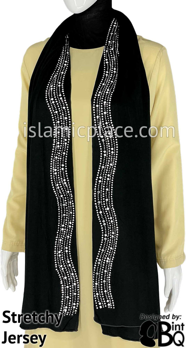 Black with Silver Stones in Design 33 - Jersey Shayla Long Rectangle H ...