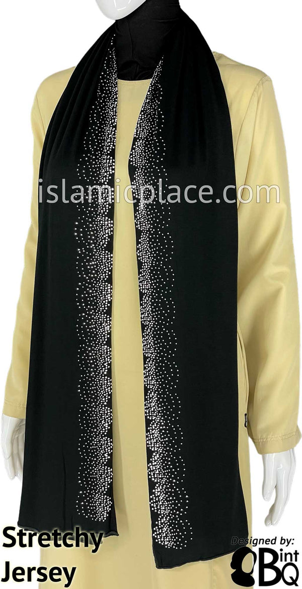 Black with Silver Stones in Design 14 - Jersey Shayla Long Rectangle H ...