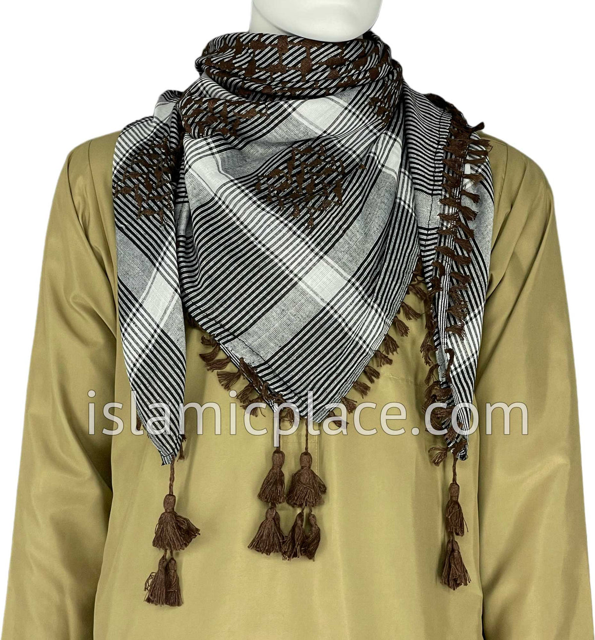 Black, White and Brown - Rafah Collection Men Scarf Kifaya - The ...