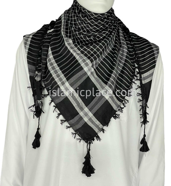 Black and White - Qasim Collection Men Scarf Kifaya - The Islamic Place