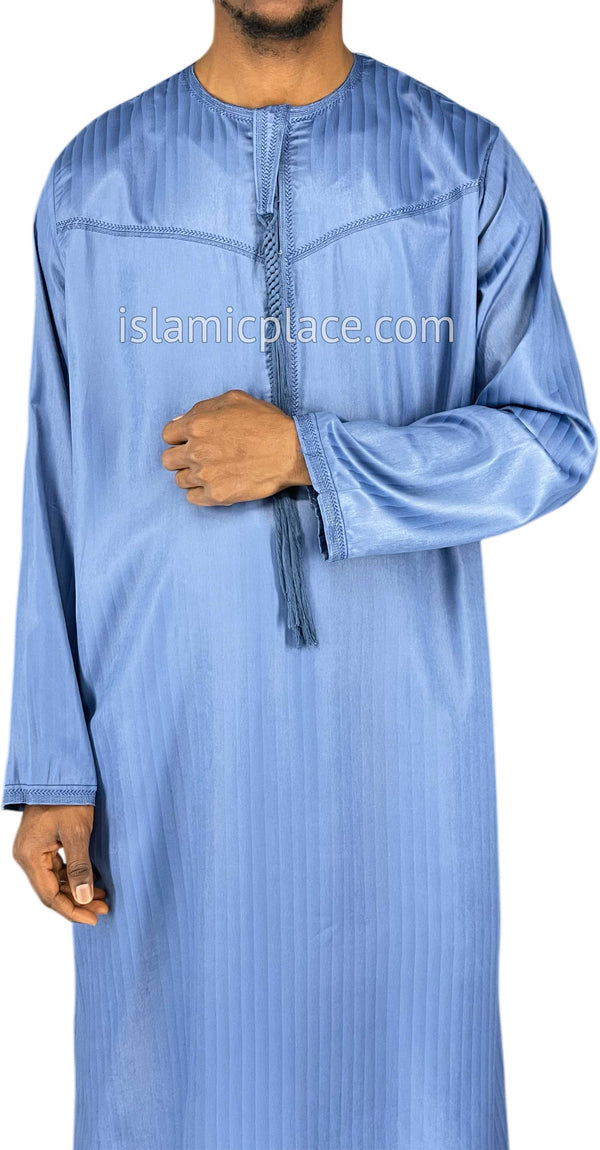 Denim Navy Blue - Abbas Style Omani Thob - The Islamic Place