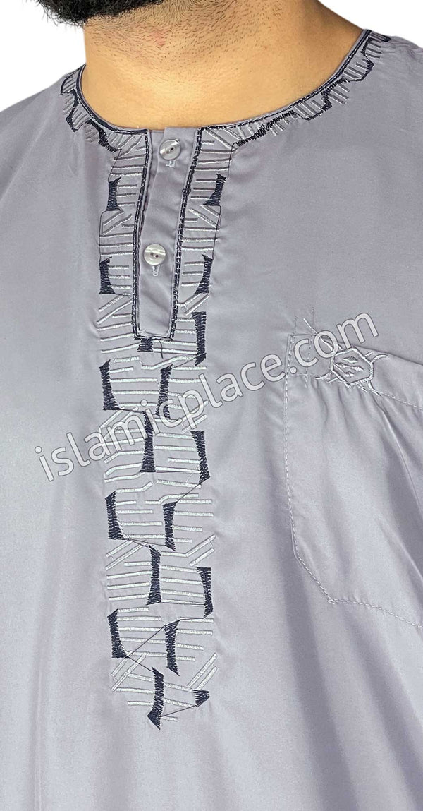 Slate Gray - Rashad Style Short Sleeve Thob - The Islamic Place