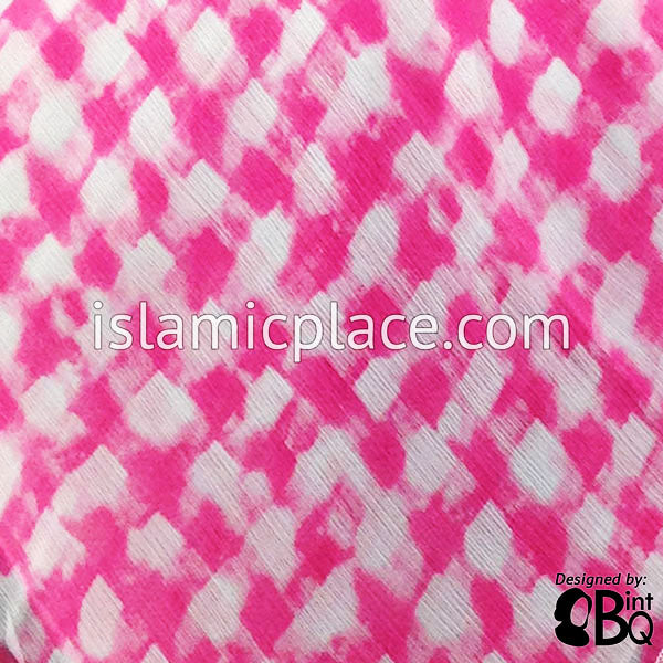 Hot Pink and White Print Khimar - The Islamic Place