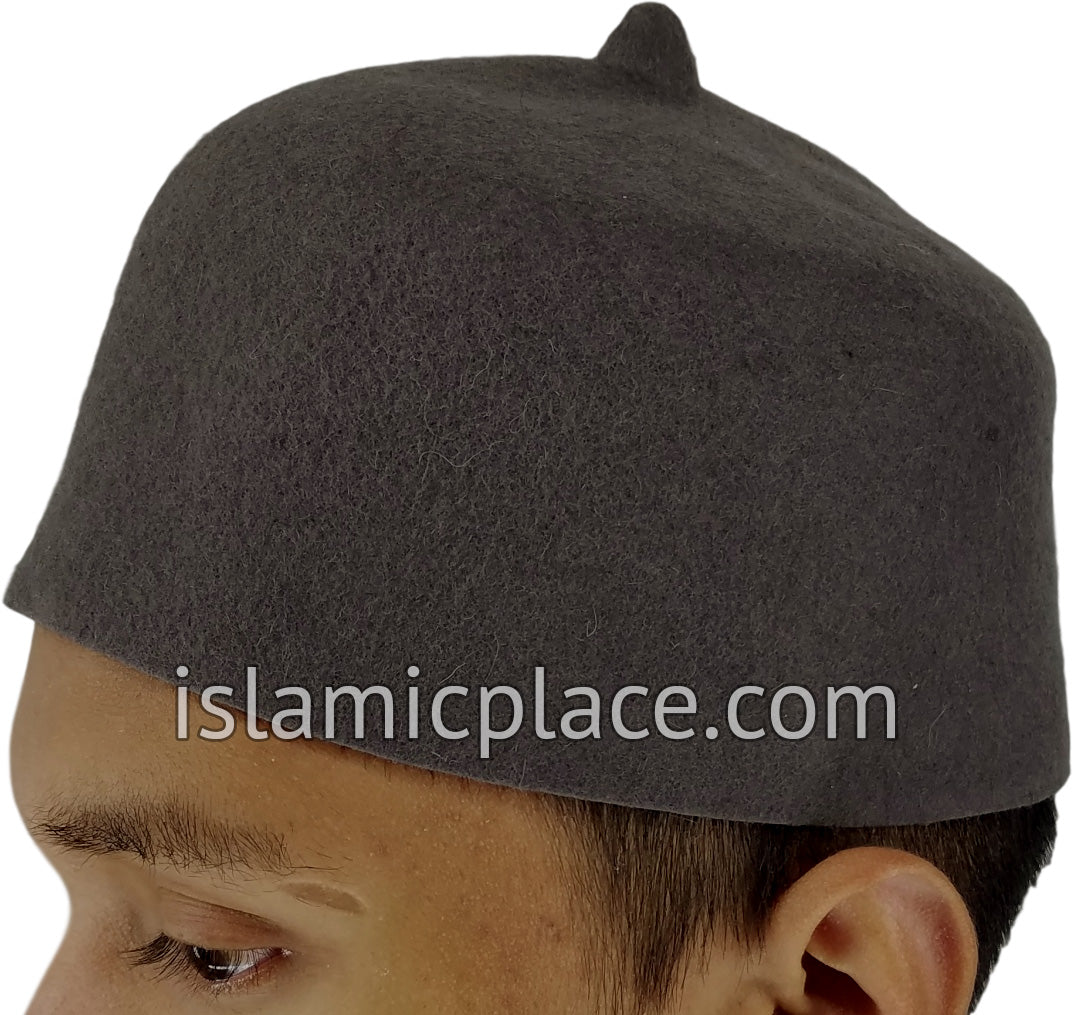 Gray - 100% Wool Moroccan Fez Kufi with a Felt like finish - The ...