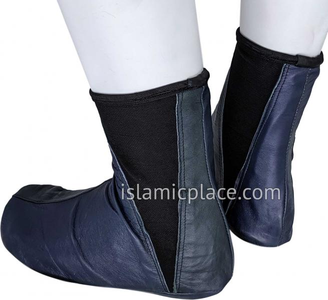 Blue Blend - Elastic Slip-on Khuff Leather socks - The Islamic Place