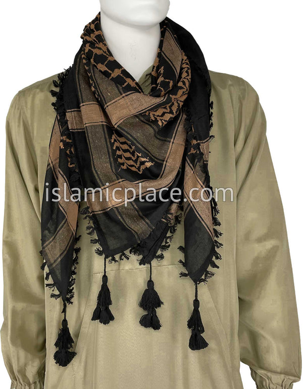 Black and Clay - Traditional Style Men Scarf Kifaya - The Islamic Place