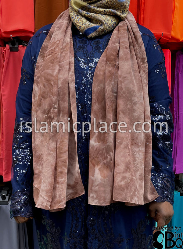 Brown - Tie Dye Georgette Shayla Long Rectangle Hijab 28"x70" - The ...