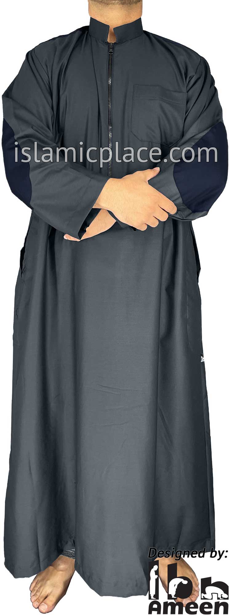 Charcoal Gray - Malik Style Men Thob by Ibn Ameen - The Islamic Place