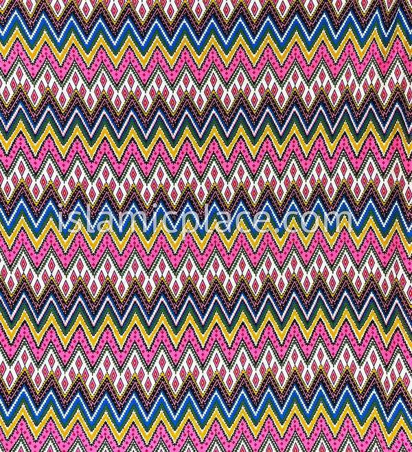 Bubblegum Pink, Mustard and Cobalt Blue Zigzag Design - Print Jersey S ...