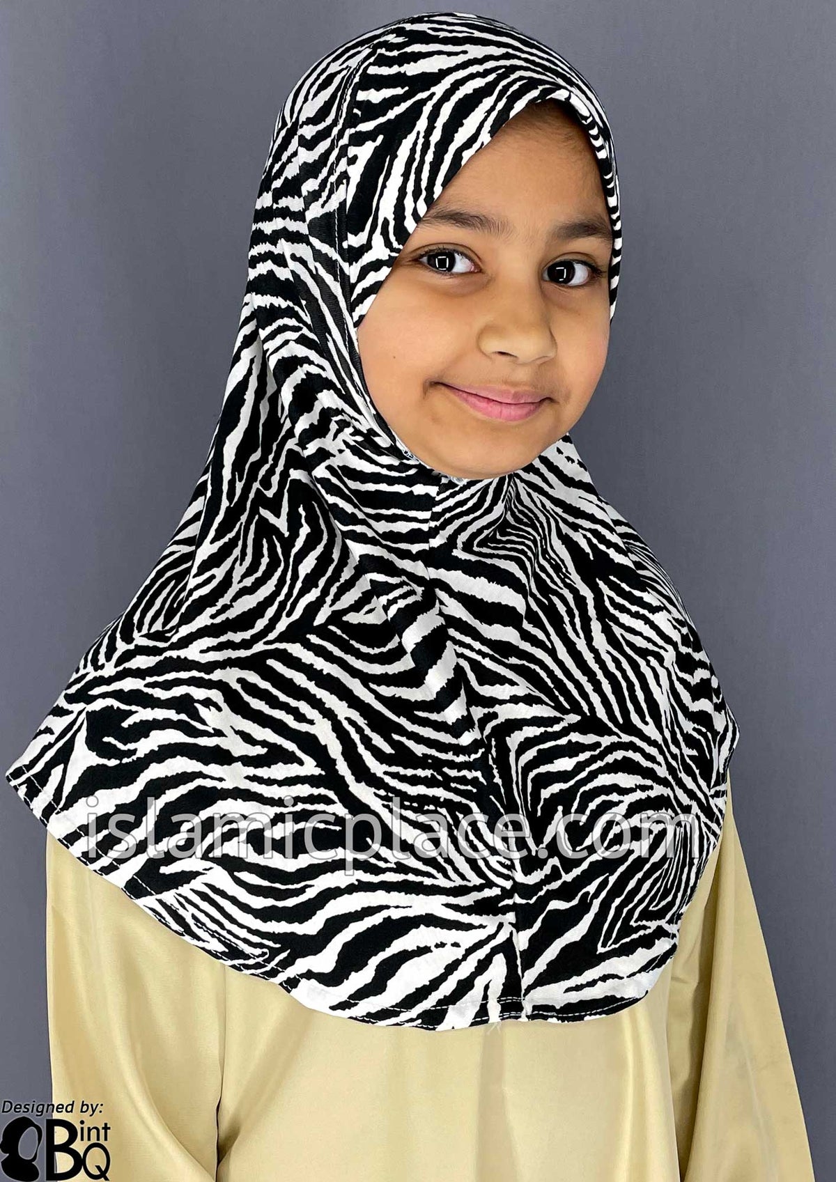 Black and White Zebra Print - Printed Girl size (1-piece) Hijab Al-Ami ...