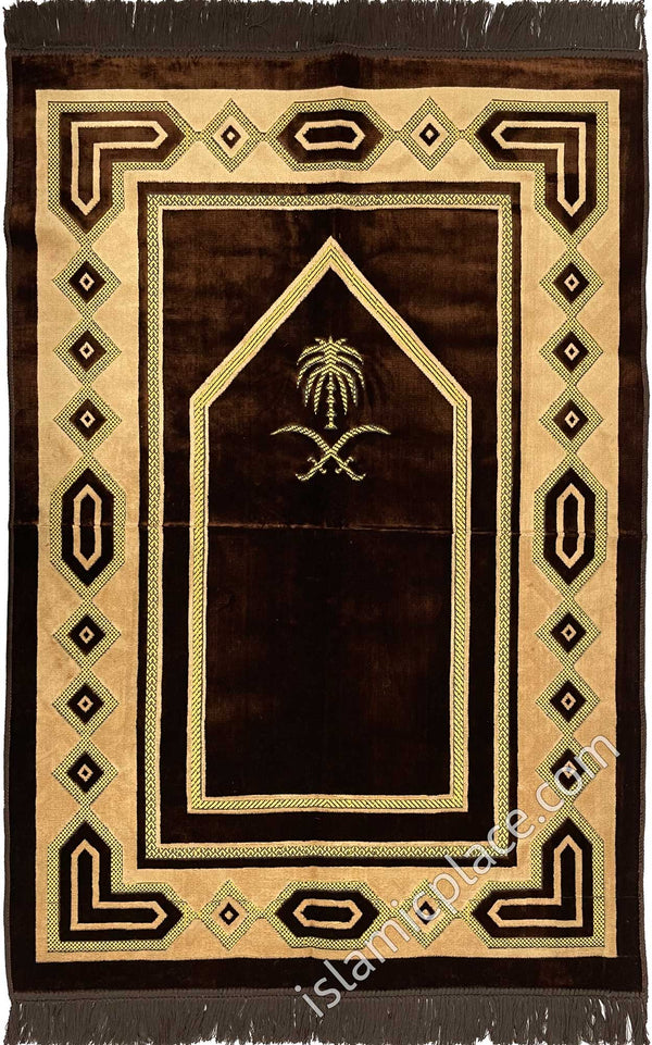 Brown Prayer Rug with Saudi Design (Big & Tall size) - The Islamic Place