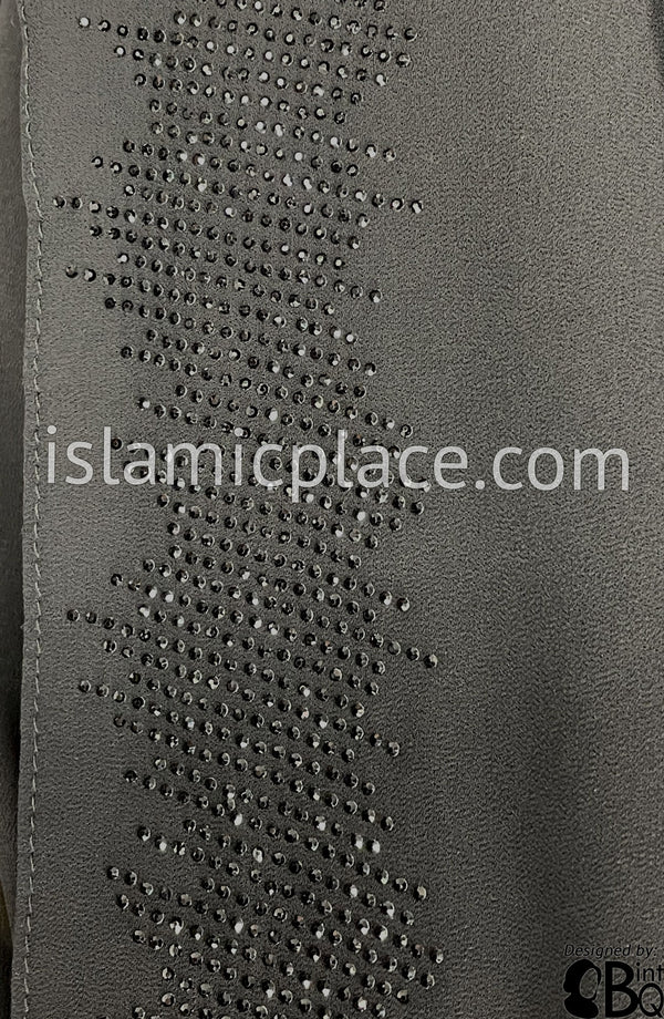 Black with Black Stones in Design 46 - Georgette Chiffon Shayla Long R ...