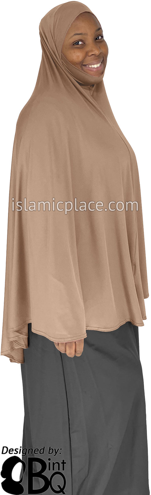 Oyster - Plain Overhead Khimar - Extra Long Knee Length - The Islamic Place