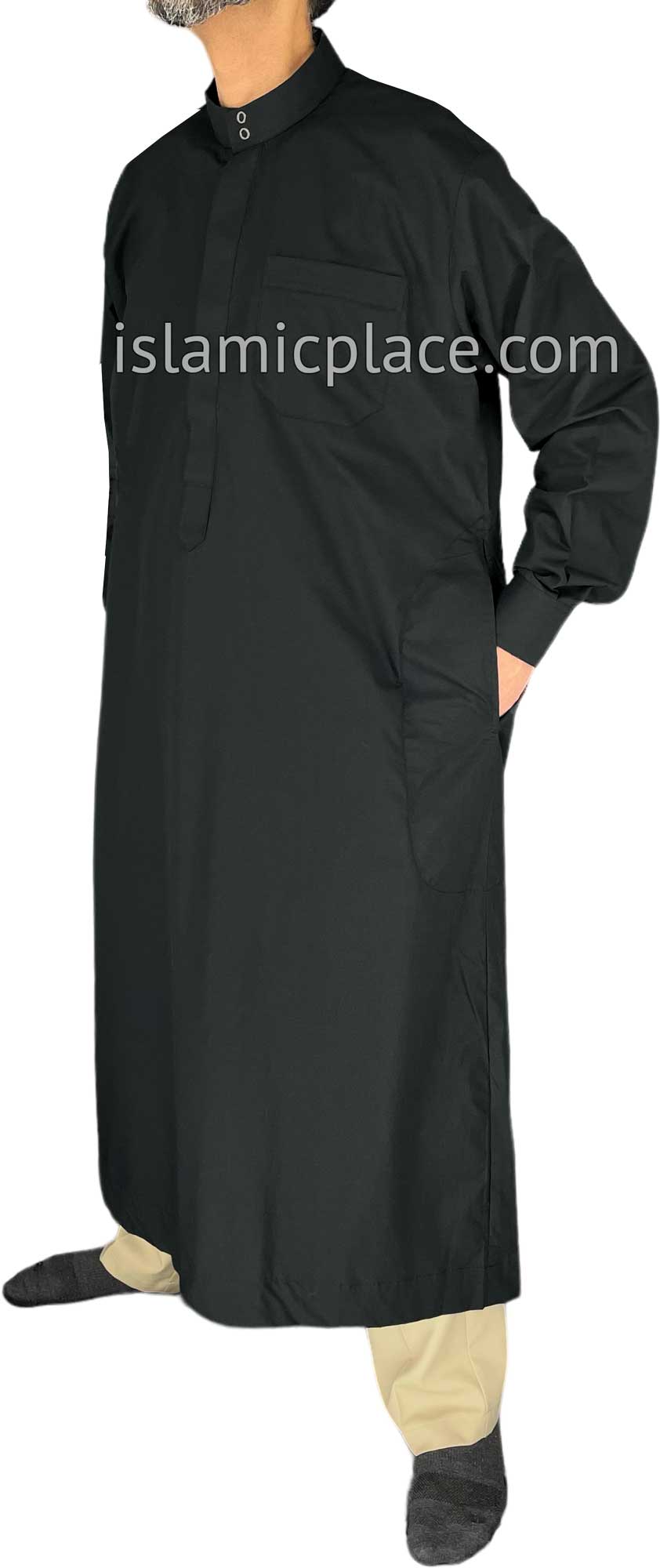 Black - Men Plain Thob by Say - The Islamic Place