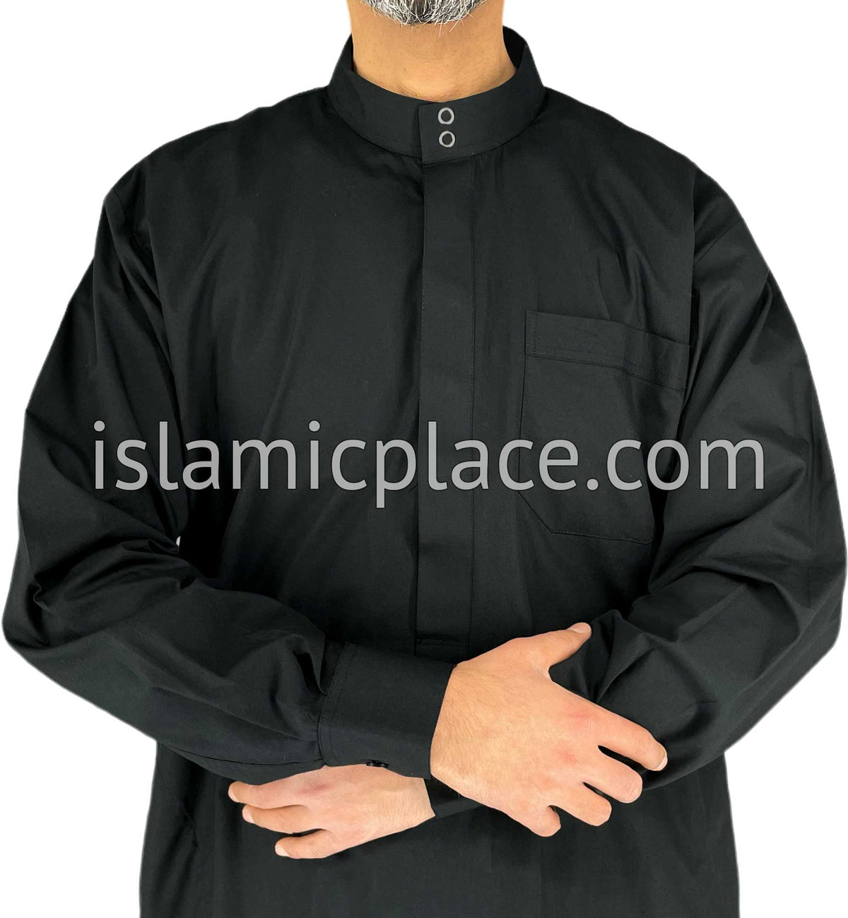 Black - Men Plain Thob by Say - The Islamic Place